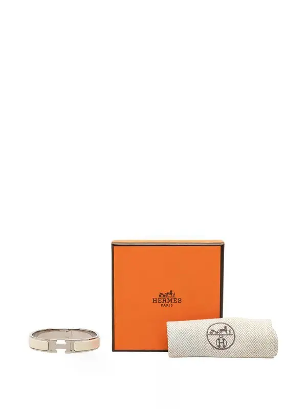 Hermès Clic H Bracelet Pm Enamel And Palladium-plated Metal - White