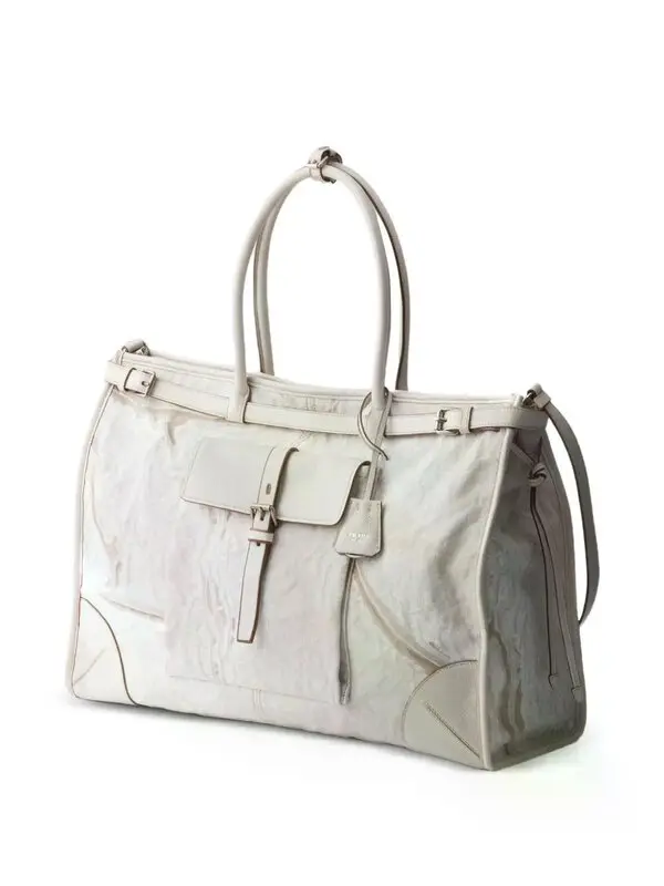Prada Bonnie Linen And Leather Tote Bag
