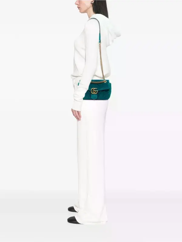 Gucci Gg Marmont Matelassé Velvet Shoulder Bag - Blue