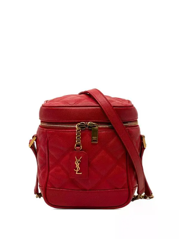 Saint Laurent 2021 Grain De Poudre Quilted Vanity Bag - Red