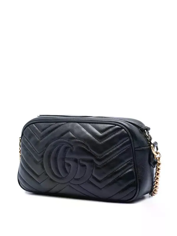 Gucci Small Gg Marmont Matelassé Calfskin Crossbody Bag - Black