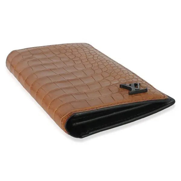 LOUIS VUITTON Alligator Monogram Brazza Wallet - Tan