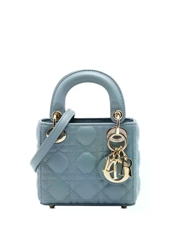 Dior Lady Micro Lambskin Cannage Satchel - Blue
