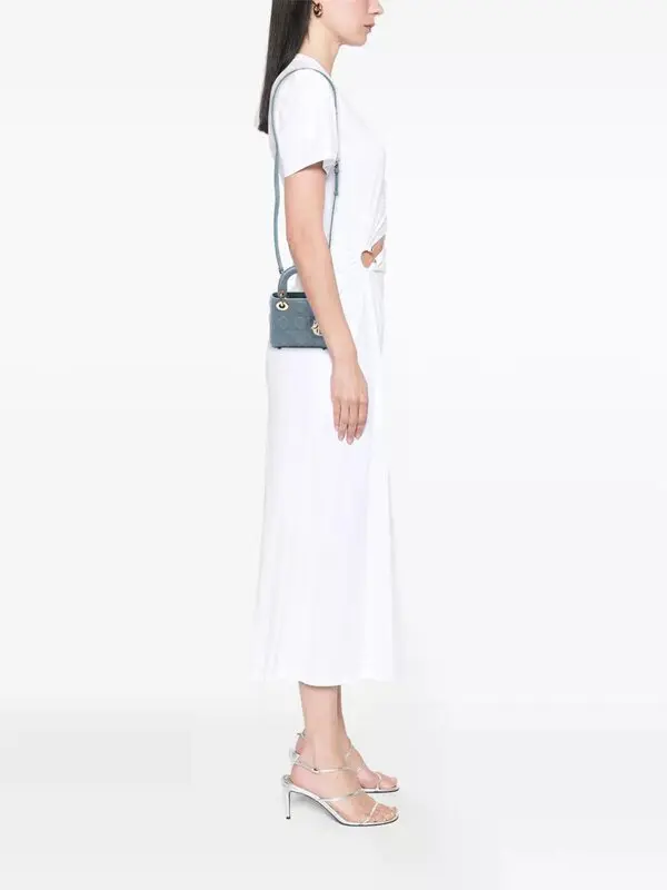 Dior Lady Micro Lambskin Cannage Satchel - Blue