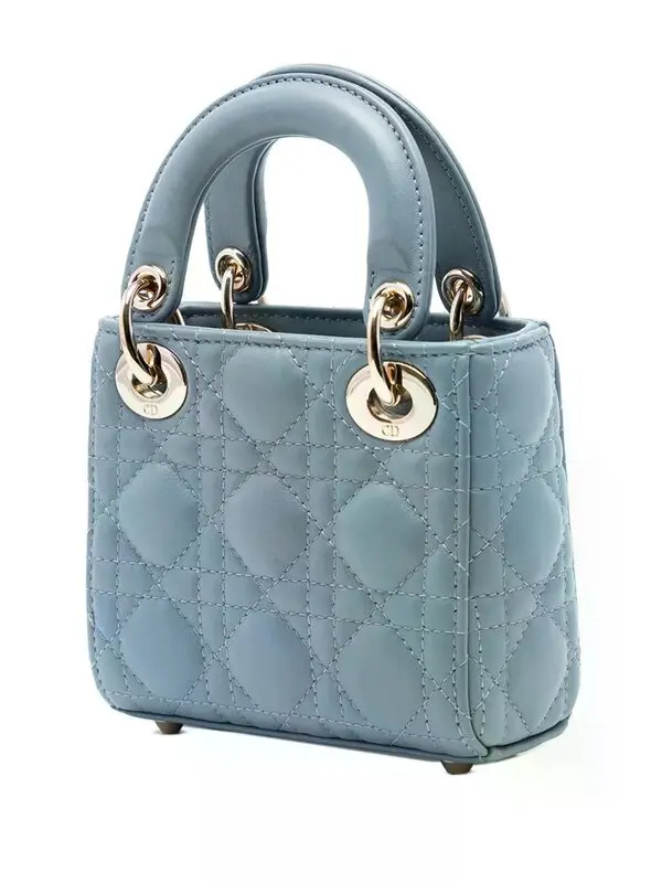 Dior Lady Micro Lambskin Cannage Satchel - Blue