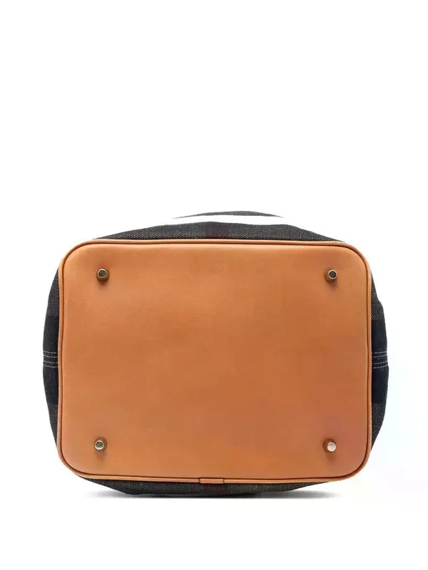 Burberry Medium Mega Check Canvas Ashby Bucket Bag Satchel