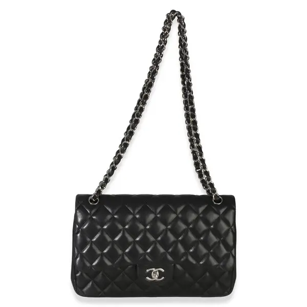 Chanel Quilted Lambskin Jumbo Double Flap Bag - Black