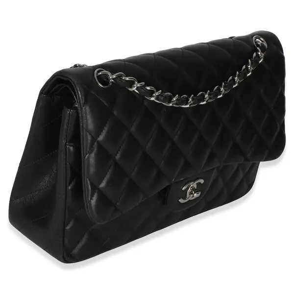 Chanel Quilted Lambskin Jumbo Double Flap Bag - Black