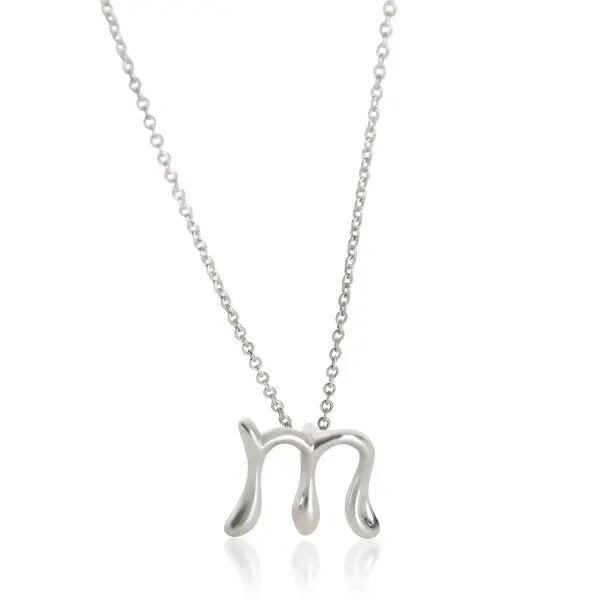 Tiffany & Co. Sterling Silver Elsa Peretti Alphabet Initial M Pendant Necklace - Sterling_silver