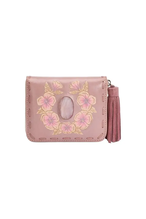 JODI LEE Charm Pansy Mini Wallet Dusty - Pink