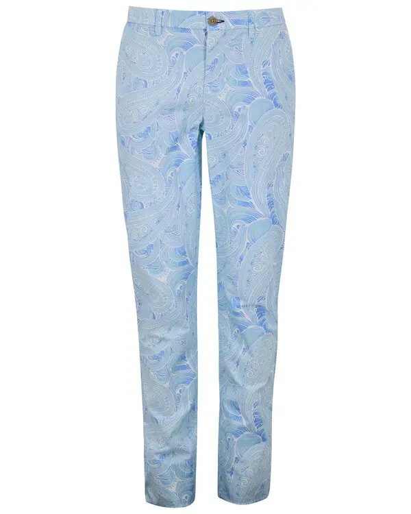 LORDS OF HARLECH Caspian Marakesh Paisley Teal Tailored Pant - Blue