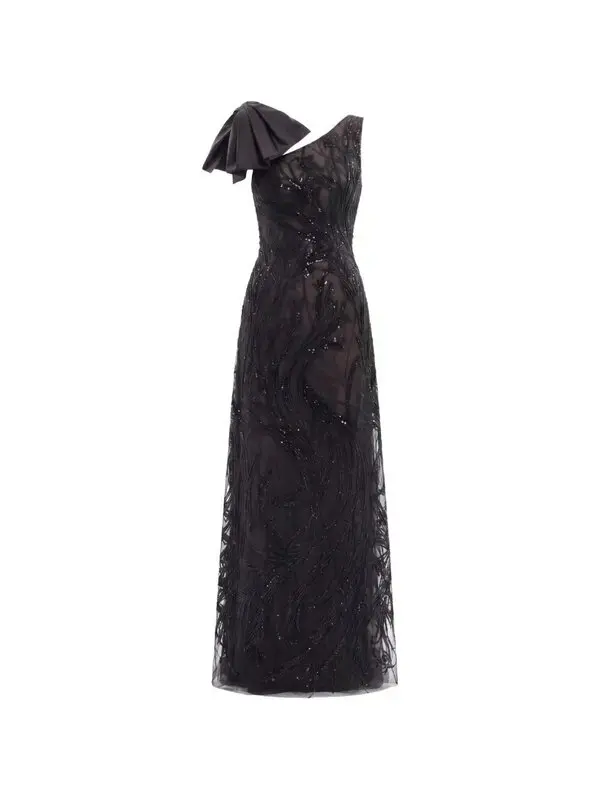 SAIID KOBEISY Asymmetrical Embroidered Maxi Dress