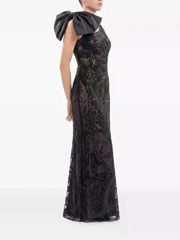 SAIID KOBEISY Asymmetrical Embroidered Maxi Dress