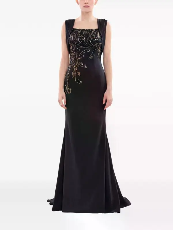SAIID KOBEISY Embellished Crepe Maxi Dress