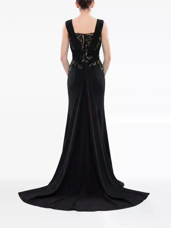 SAIID KOBEISY Embellished Crepe Maxi Dress