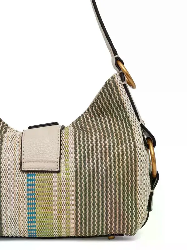 Guess Camden Logo-plaque Striped Shoulder Bag - Green