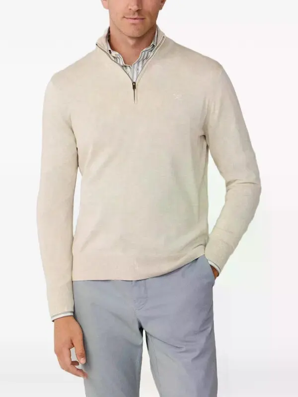 HACKETT LONDON Embroidered Quarter-zip Sweater
