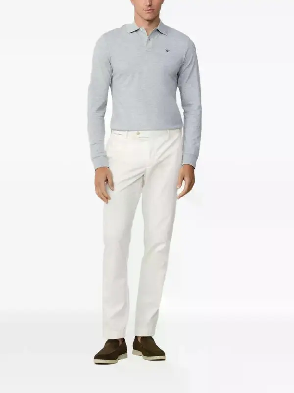 HACKETT LONDON Logo-embroidered Long-sleeve Polo Shirt