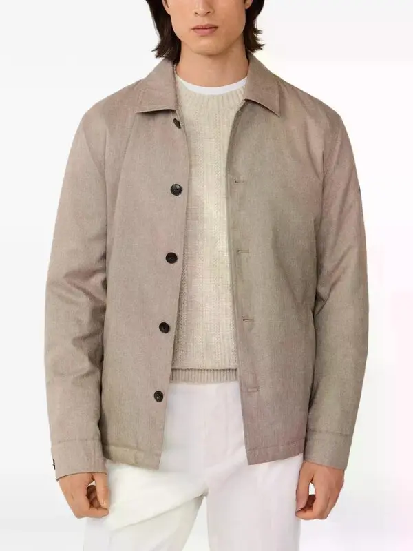 HACKETT LONDON Herringbone-pattern Padded Overshirt