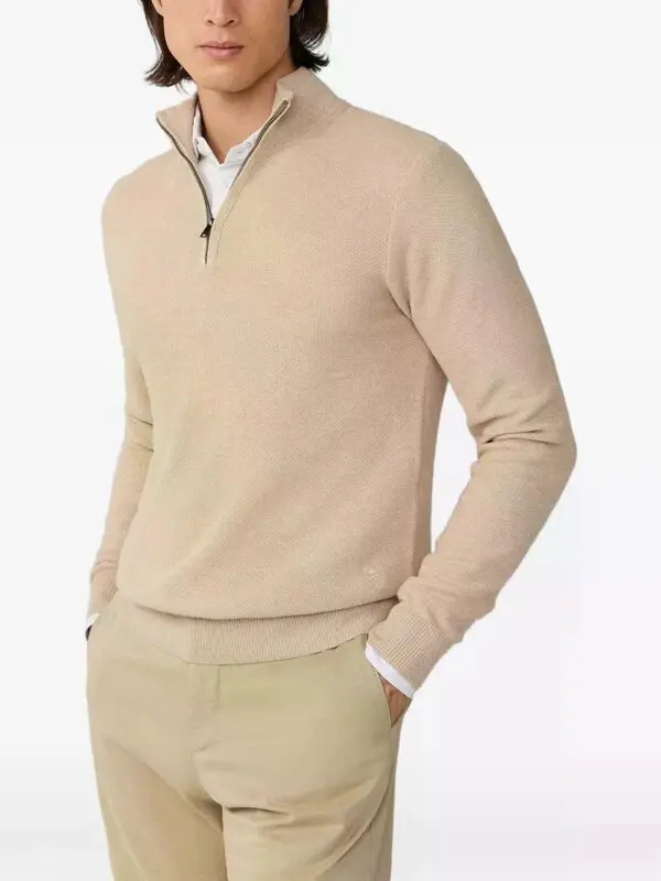 HACKETT LONDON Honeycomb-stitch Half-zip Sweater - Neutrals