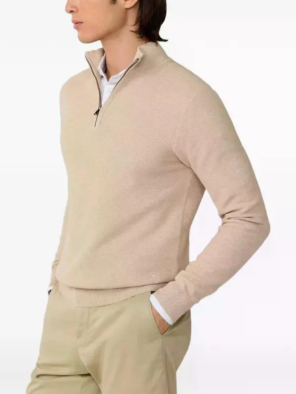 HACKETT LONDON Honeycomb-stitch Half-zip Sweater