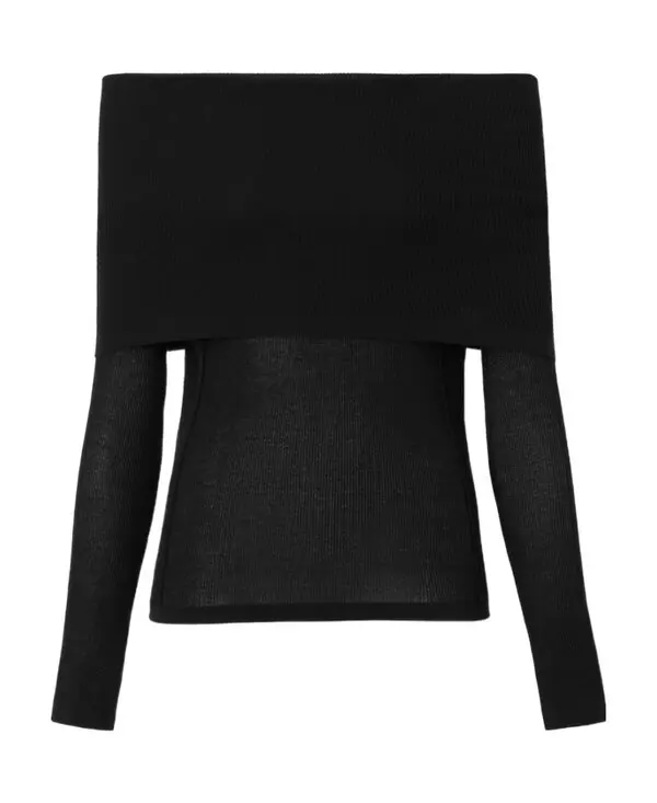 Burberry Ribbed-knit Off-shoulder Top - Black