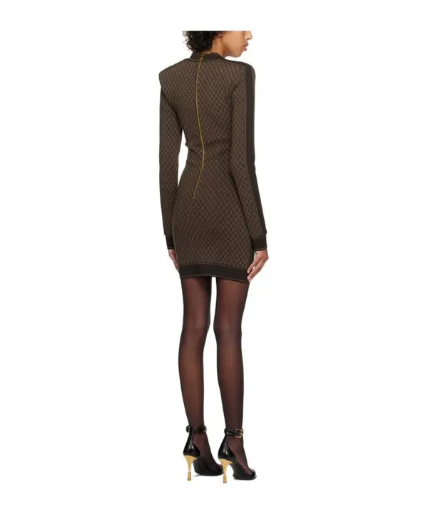 Balmain Long Sleeved V-neck Dress