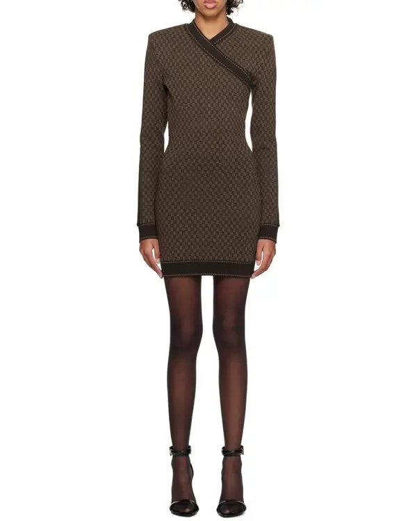 Balmain Long Sleeved V-neck Dress
