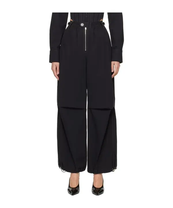 DION LEE Flight Panelled Straight-leg Trousers - Black