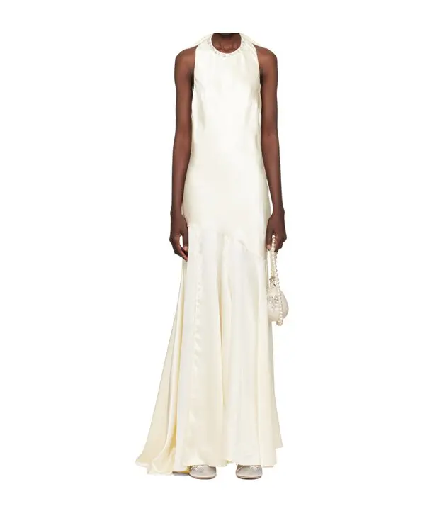 Simone Rocha Bridal Collection Silk Satin Bow Dress - Ivory White/pearl White/clear