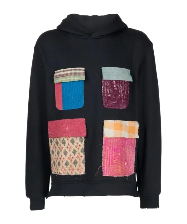 Alchemist Patchwork Cotton Hoodie - Black And Multicolour