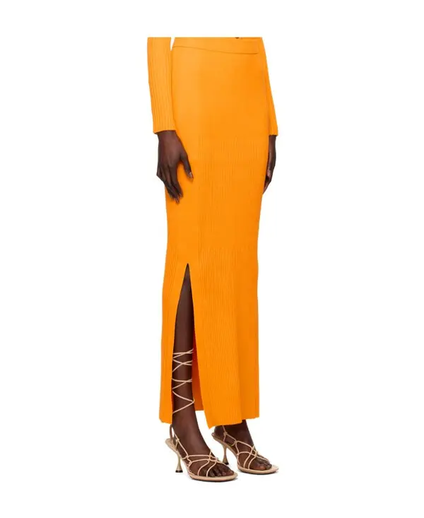 DION LEE Ribbed-knit Maxi Skirt