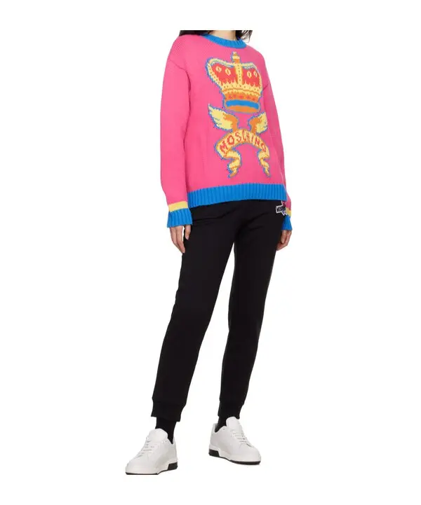 Moschino Long Sleeve Crew Neck Sweater With Graphic Detail