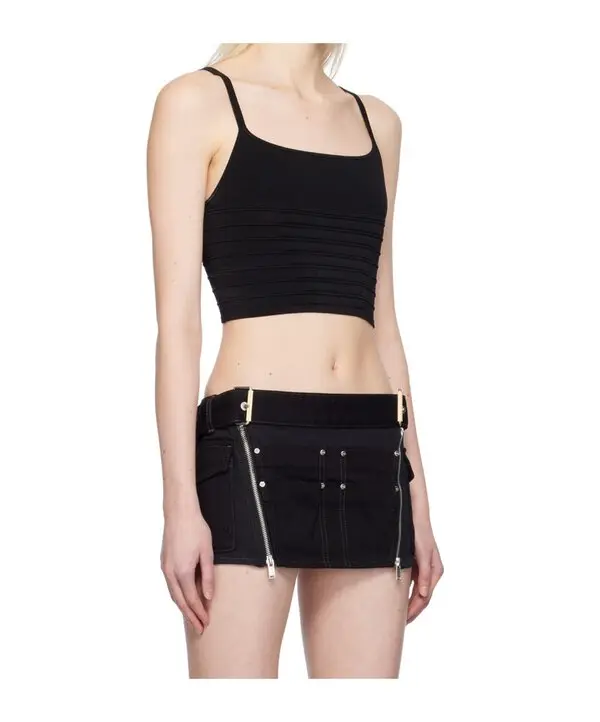 DION LEE Ribbed Cropped Tank Top