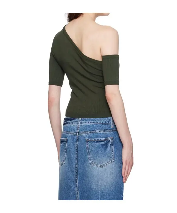 JUUN.J Ribbed-knit One-shoulder Top