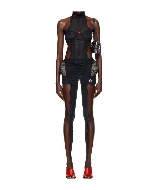 JEAN PAUL GAULTIER X Shayne Oliver Backless Lace Dress - Black