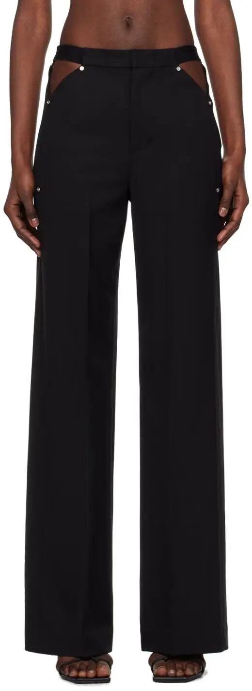 DION LEE Pierced Stud High-waisted Trousers - Black