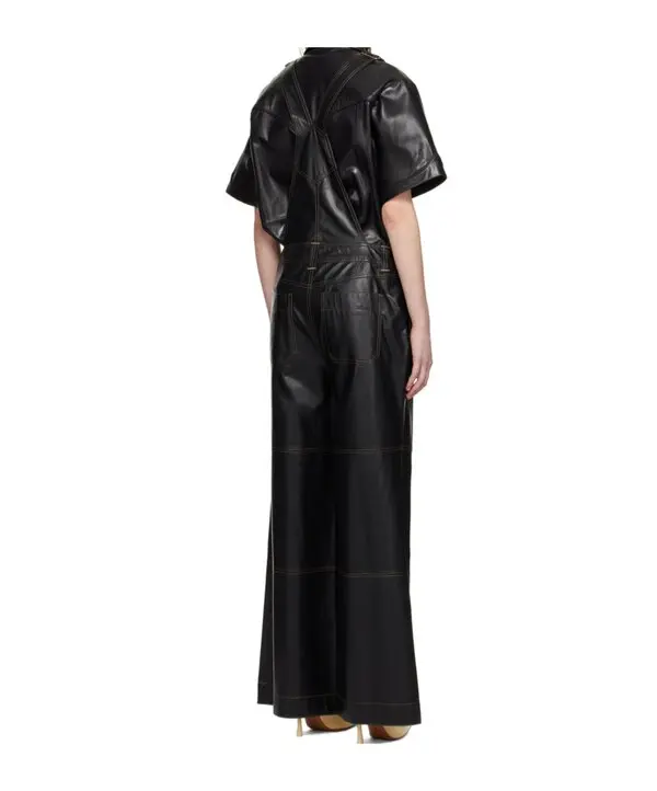 STAND STUDIO Leather Short Sleeve Jumpsuit