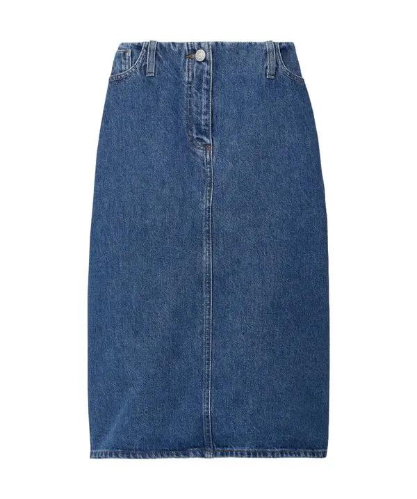 Magda Butrym Straight Hem Midi Denim Pencil Skirt - Blue