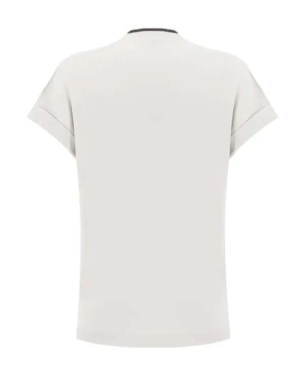 Brunello Cucinelli Monili Chain V-neck T-shirt - White