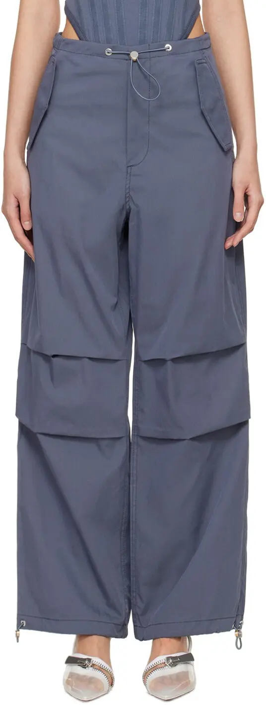 DION LEE Toggle-fastening Wide-leg Trousers - Black