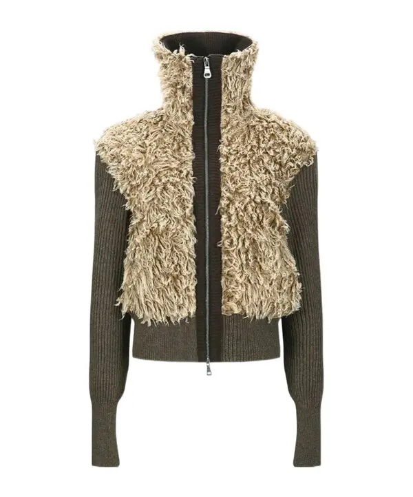 Andersson Bell Fur Combo Knit Cardigan