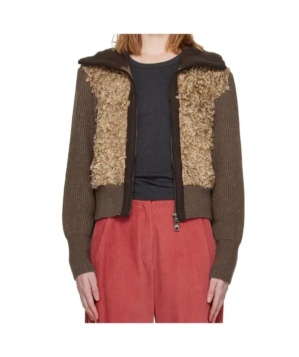 Andersson Bell Fur Combo Knit Cardigan