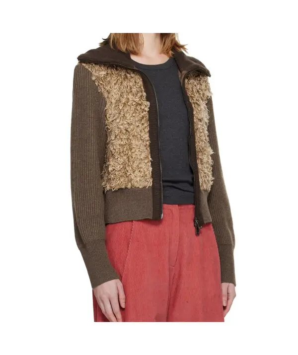 Andersson Bell Fur Combo Knit Cardigan