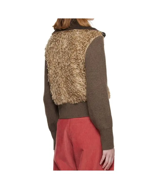 Andersson Bell Fur Combo Knit Cardigan