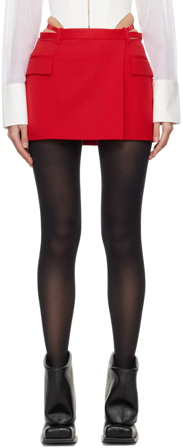 DION LEE Cut-out Wrap Miniskirt - Red