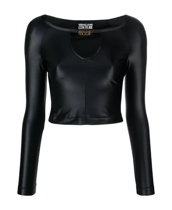 Versace Cut-out Detailed Jersey Cropped Top
