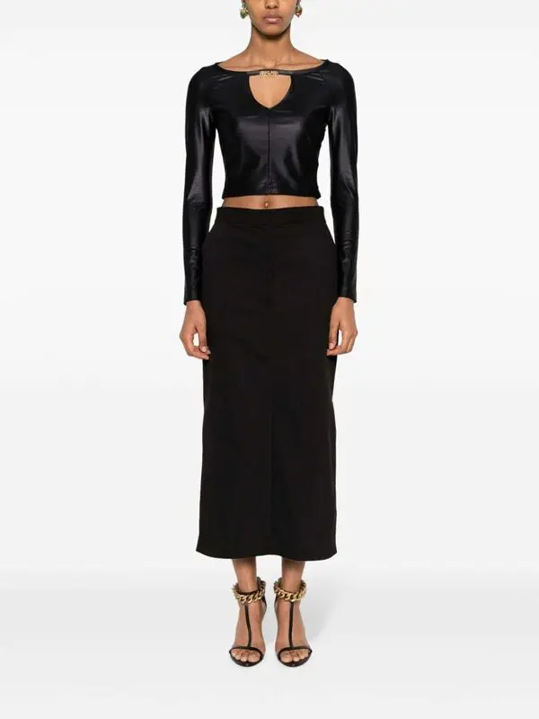 Versace Cut-out Detailed Jersey Cropped Top