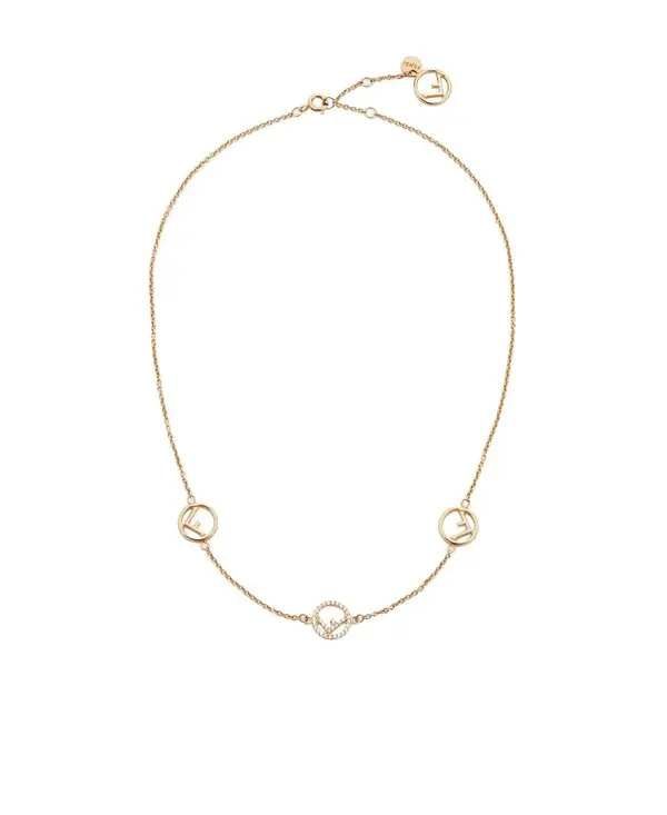Fendi F Is Embellished Necklace - Golden