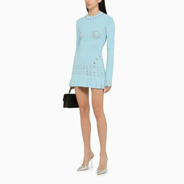 Off-White Eyelet Embellished Fitted Minidress